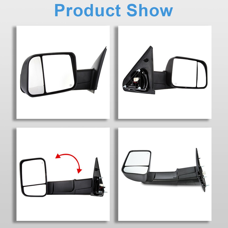 Tow Side View Mirrors For 2002-2008 Dodge Ram Power Heated Driver ...