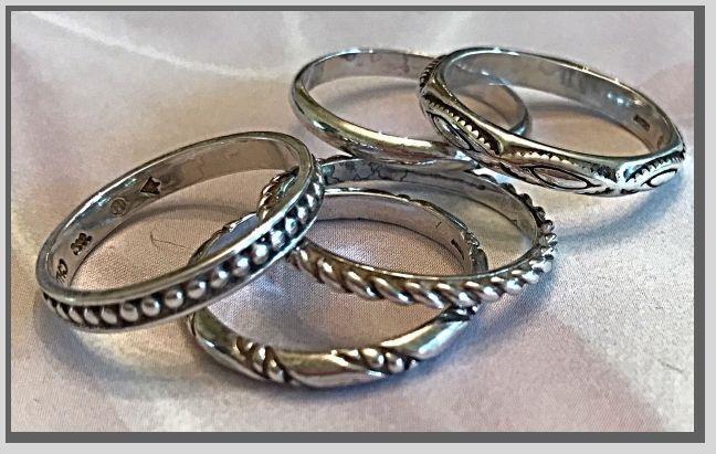 .925 Sterling Silver Set of 5 Stackable Stack Ring Sz 6 Rings R0593 ...