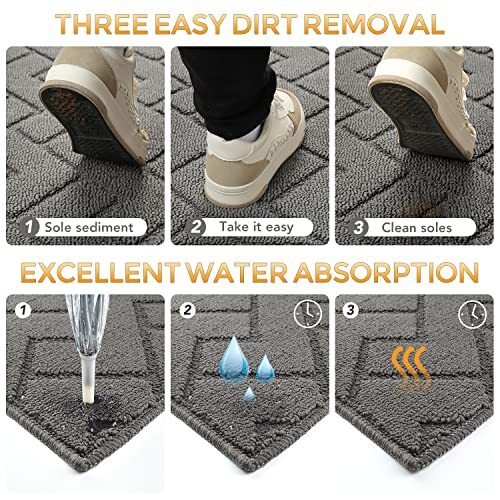 Indoor Doormat,Front Back Rubber Backing Non Slip Door Mats 20”x31.5 ...