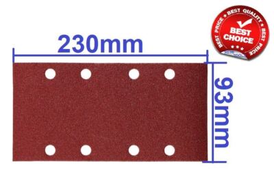 Sand Paper Sanding Sheet 93mm x 230mm Hook & Loop 8 Hole 120G QTY 1-200 ...