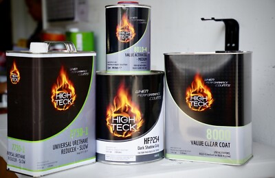 High Teck Dark Shadow Gray Basecoat Paint Reducer Clearcoat Gallon Kit ...