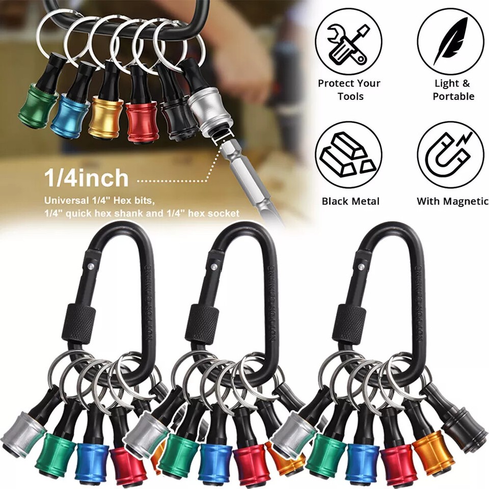 1/4" Hex Shank Quick Release Keychain Screwdriver Drill Bit Holder Bit ...
