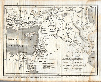1830 Map of Asia Minor for Union Questions of the Scripture | eBay
