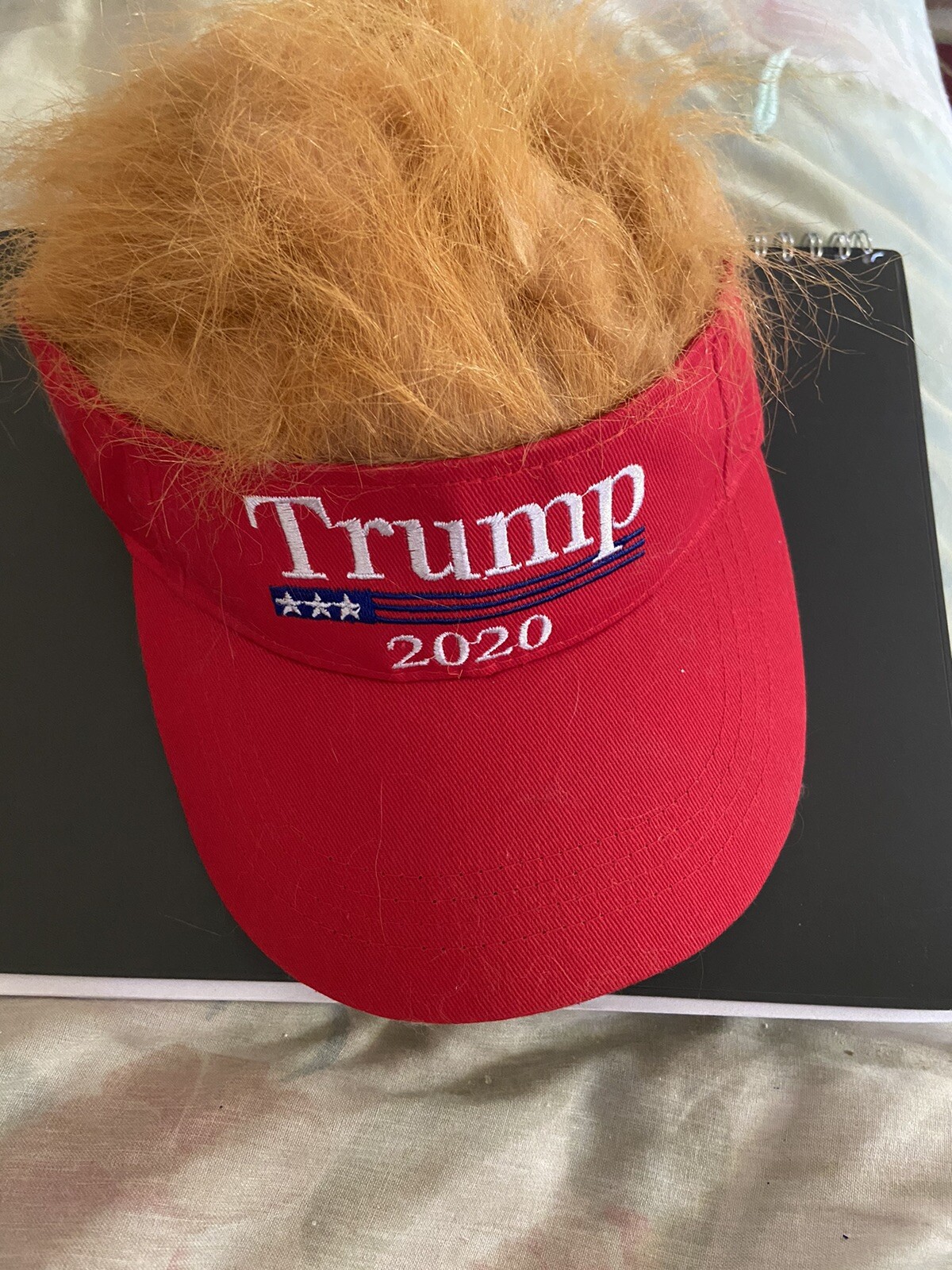 2020 President Donald TRUMP Red Trumpy Visor Hat w/Gold Hair Golf Cap ...