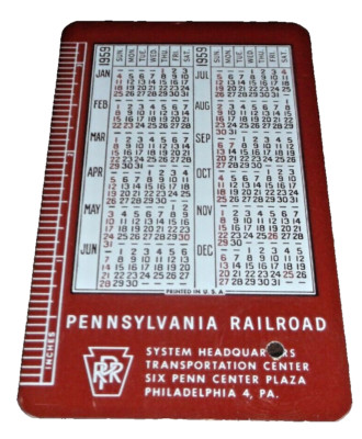 1959 PRR PENNSYLVANIA RAILROAD LAMINATED POCKET CALENDAR | eBay