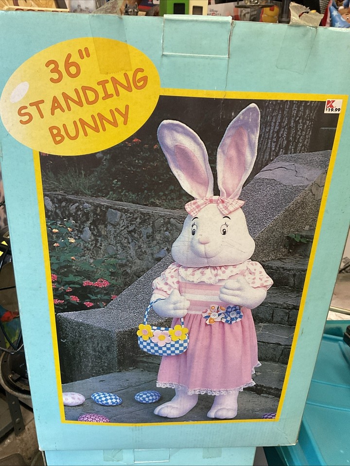 Vintage 36” Standing Easter Bunny Basket Door Greeter K-Mart Rabbit In ...