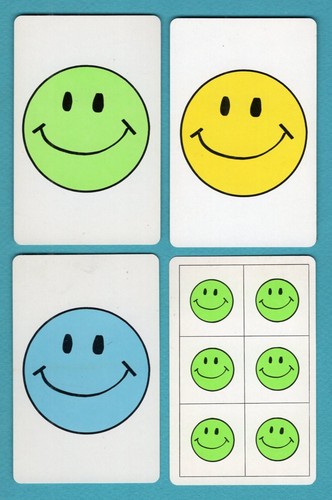 4 Single Swap Playing Cards SMILEY FACES SMILE BUTTON SET IN FUN COLORS ...