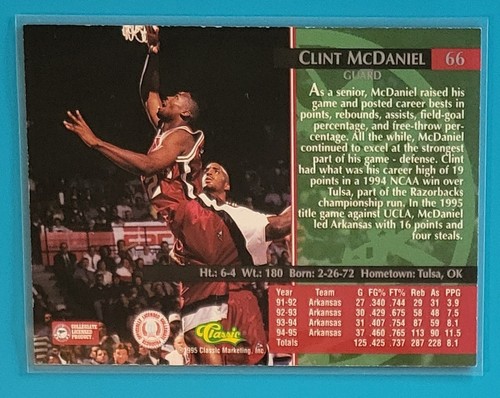 1995 Classic Rookies Autograph Edition #66 Clint McDaniel Arkansas ...
