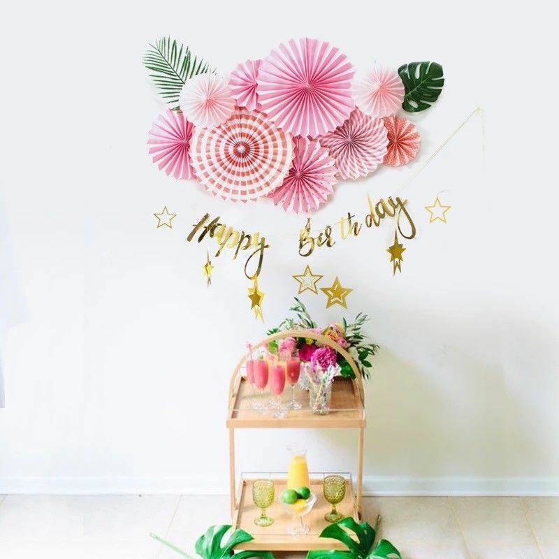 Tissue Paper Flower Hanging Fan Wedding Birthday Garland Party Decor ...