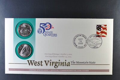 2005 West Virginia P&D State Quarter First Day Coin Cover + 37 cent ...
