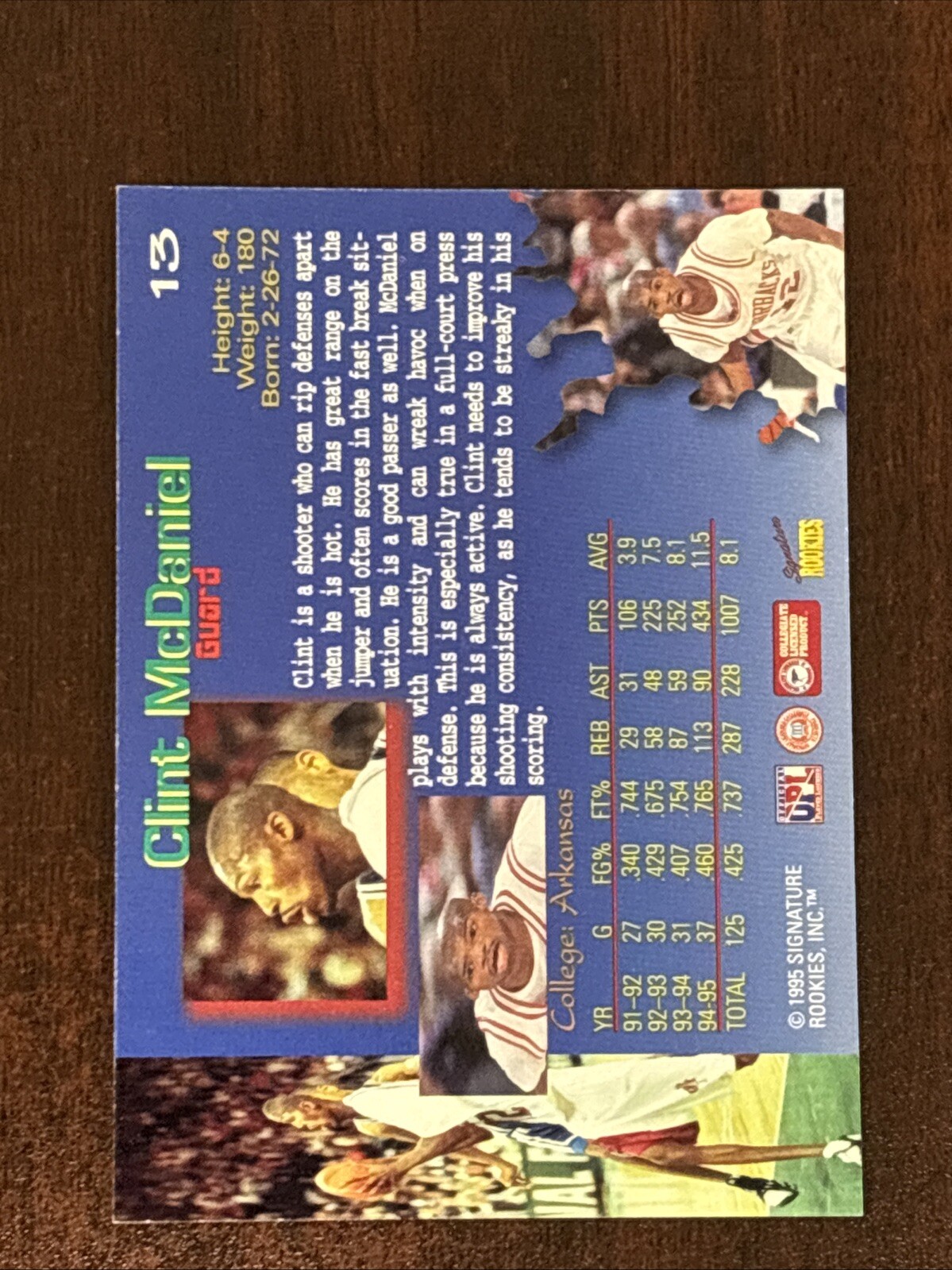 1995 Signature Rookies Draft Day - Clint McDaniel #13 Authentic ...