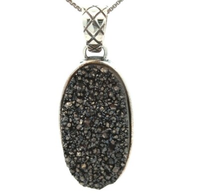 Video Samuel B Behnam Natural Druzy Quartz 925 Sterling Silver Pendant ...