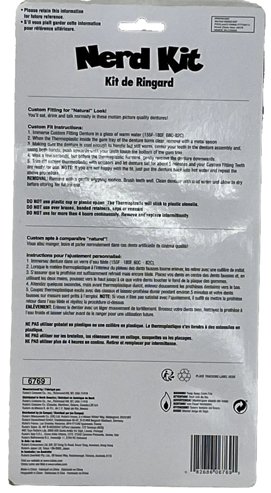 New NERD KIT Halloween Costume Unisex Glasses Dentures Bow Tie Pocket ...