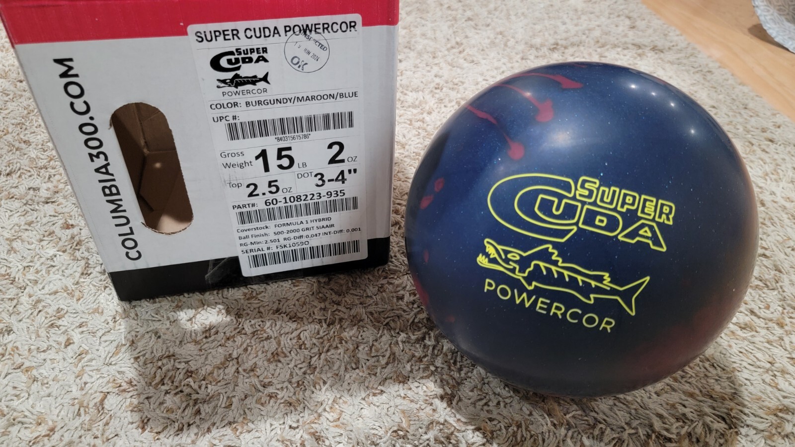 Columbia 300 Super Cuda PowerCor Bowling Ball 1st Quality | 15 Pounds | 3-4" Pin | eBay
