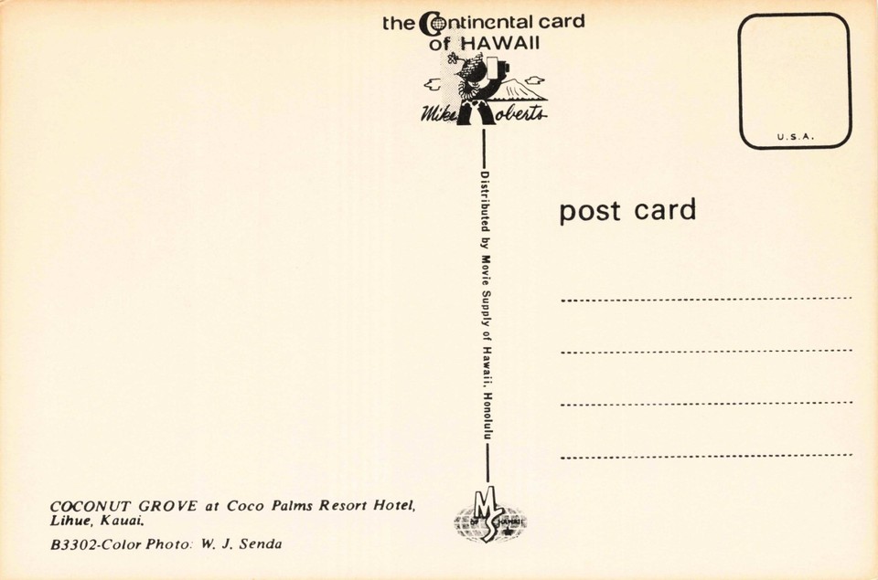 Kauai Hawaii Coconut Grove Coco Palms Resort VTG Continental Postcard ...
