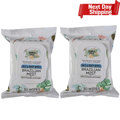 2 PACKS Of Power Stick For Her Face & Body Wipes Brazilian Mist 30 ...