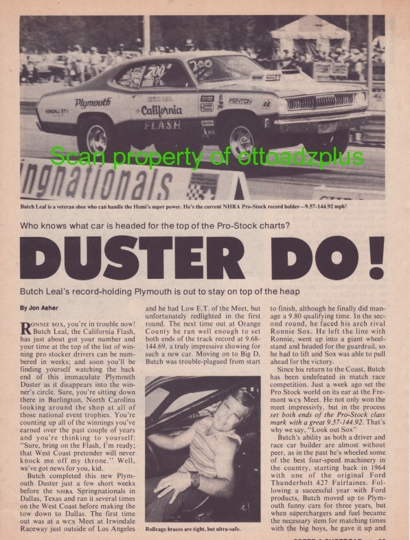 1971 Plymouth Duster - Butch Leal - California Flash - Duster Do Hemi ...