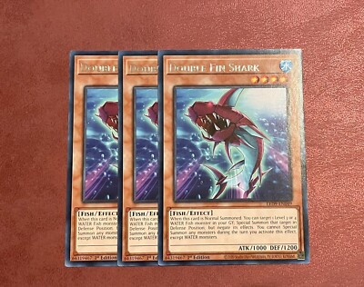 Yugioh! x3 Double Fin Shark LED9-EN049 Rare 1st Ed Yu-gi-oh! 3x FAST ...