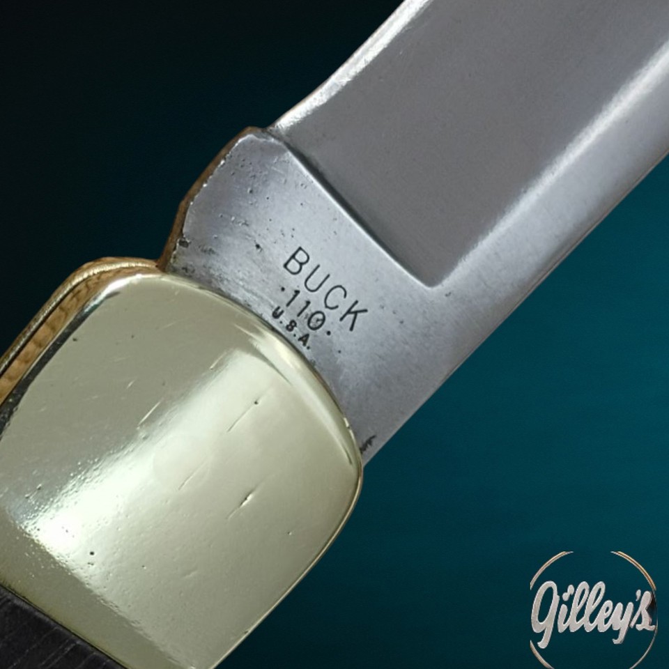 Vintage Buck 110 2 Dot Lockback Folding Knife with Sheath Very Clean ...