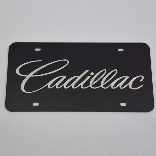 Cadillac Black & Silver Cursive Logo Booster Car SUV Plastic License ...