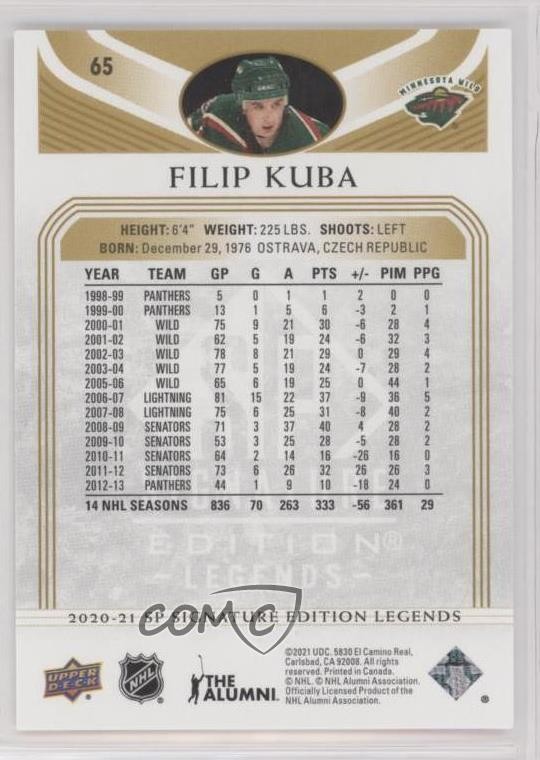 2020-21 Upper Deck SP Signature Edition Legends Gold Filip Kuba #65 | eBay