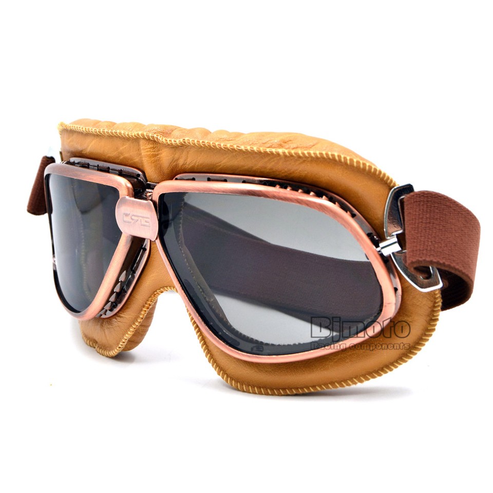 Aviator Pilot Cruiser Motorcycle Goggles Eyewear Retro Off Road Helmet ...