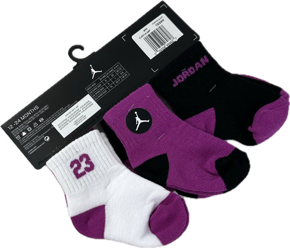 Nike Baby 6 Pk Multicolor Ankle Cotton 23 Jordan Jumpman Logo Sock Set ...