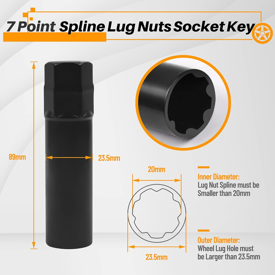 2PCS 6 Spline 7 Spline Lug Nut Key Set, Spline Lug Nut Socket, Sae ...