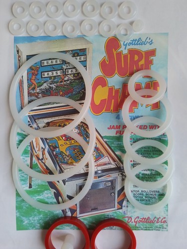 FLIPPER GOTTLIEB -SURF CHAMP-KIT ELASTIQUE SILLICONE TRANSPARENT ...