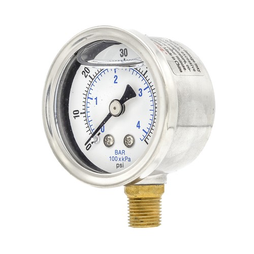 Liquid Filled Lower Mount Pressure Gauge with 1.5" Dial, 0-60 PSI, 1/8 ...