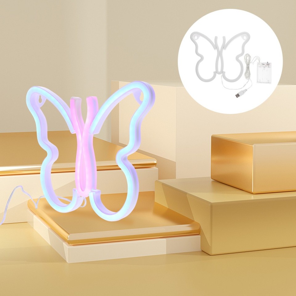 Butterflies Neon Sign LED Neon Lights Signs Neon Lamp Decor for Bedroom ...