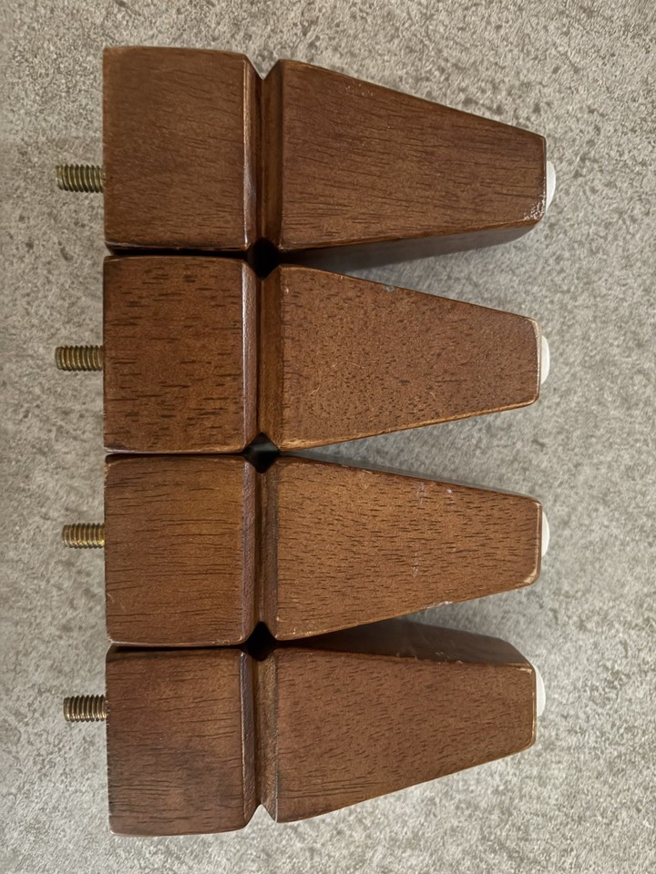 VTG-MCM Wooden Tapered Furniture Legs Set Of 4–5” tall-fits 1/4” thread ...