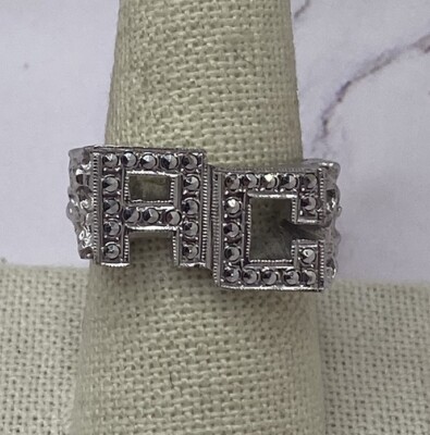 STERLING SILVER AND MARCASITE MONOGRAMMED AC RING SIZE 8.5 | eBay