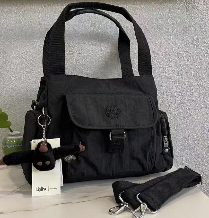 Kipling Fairfax Multiway Bag New With Tags Monkey BLACK Handbag Strap ...