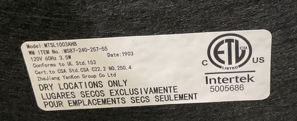 Intertek Desk Lamp Model # MTSL1003AHB Black Metal Adjustable LED 24 ...