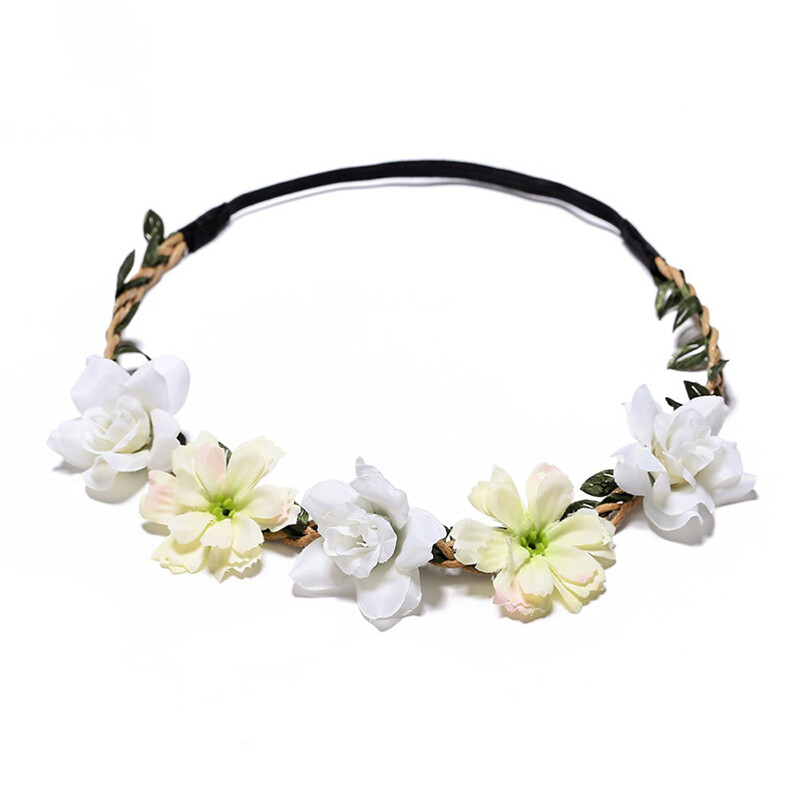 Flower Headband Head Garland Hair Band Crown Wreath Festival Boho Beach ...