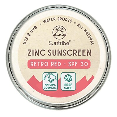 Suntribe Face & Sport All Natural Zinc Sunscreen Retro Red SPF 30 10g ...