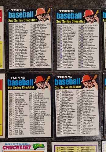 Lot of 27 1970-79 Topps Baseball Checklists, Only 2 Marked, 25 Unmarked ...