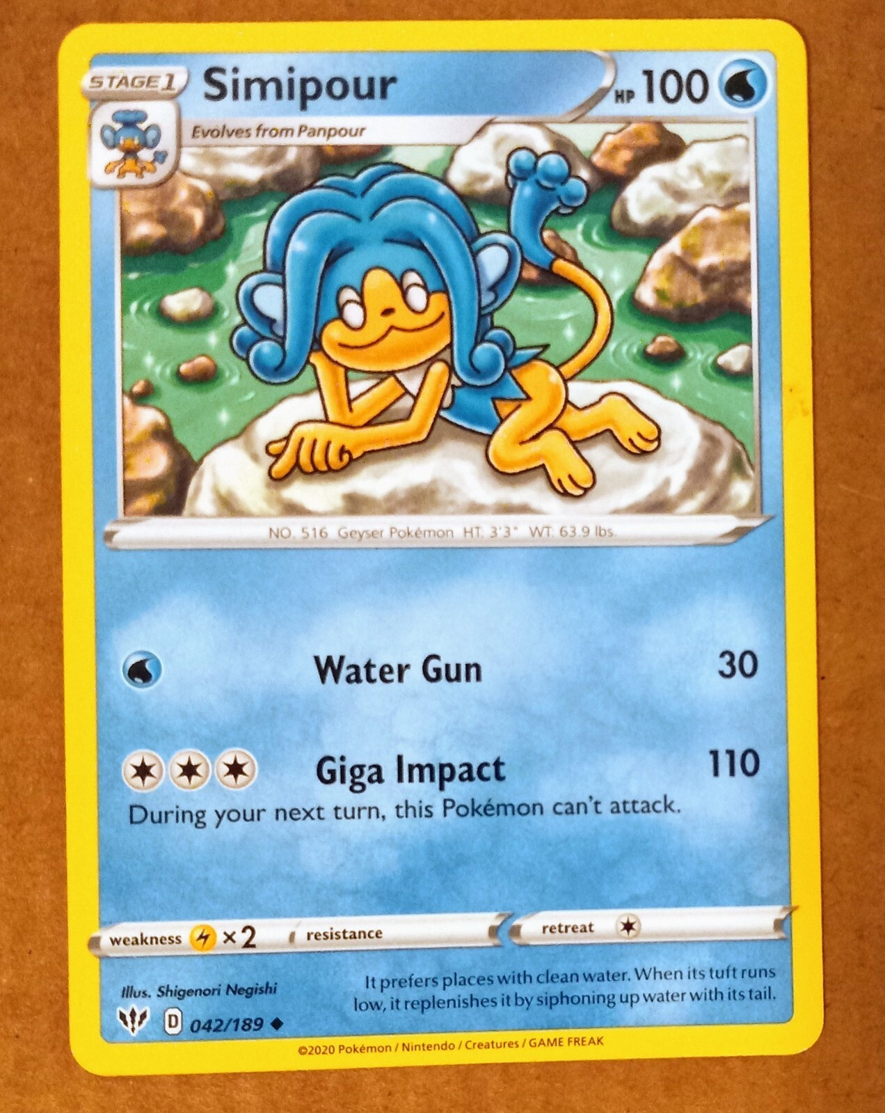 POKÉMON NINTENDO Trading Card #042/189 "SIMIPOUR", 2020. | eBay