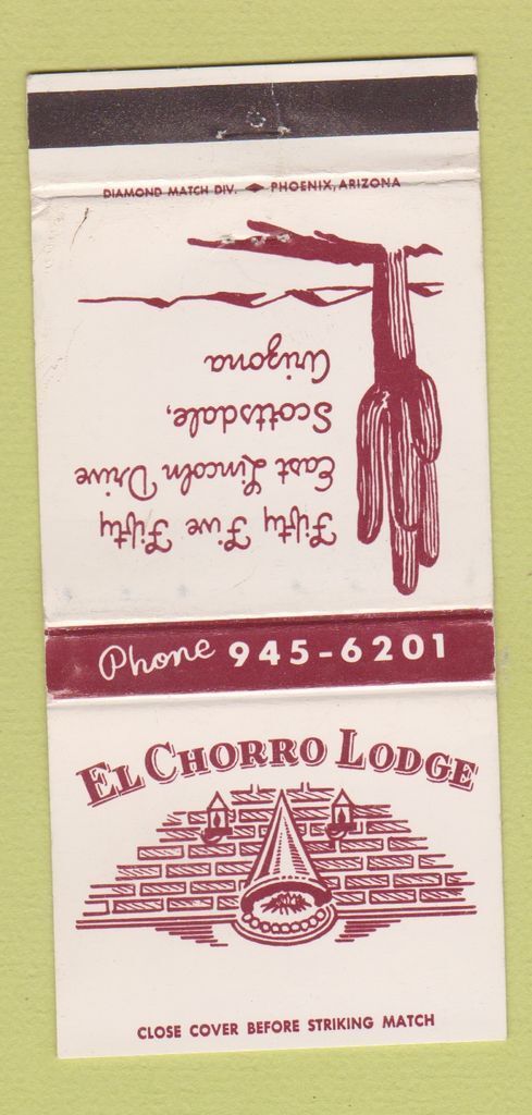 Matchbook Cover - El Chorro Lodge Scottsdale AZ WORN 30 Strike | eBay