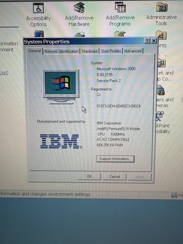 IBM ThinkPad A30 Laptop 15-inch, Intel P3 Pentium III 1.0GHz, 128MB RAM ...