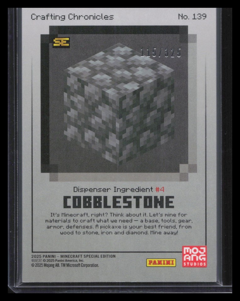 Cobblestone 2025 Panini Minecraft Special Edition #139 Base #/325 | eBay