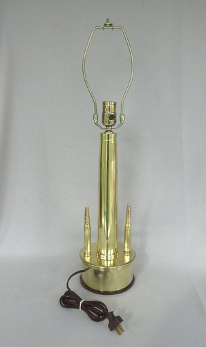 WW2 Trench Art Desk Lamp Restored & Rewired (105mm, 40mm and 50Cal ...