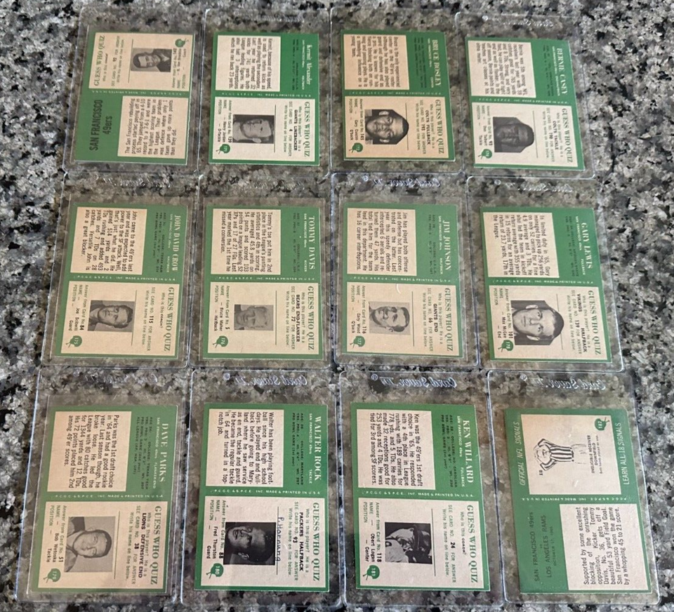 (12) DIFF. 1966 PHILADELPHIA S.F. 49ERS JIM JOHNSON ALEXANDER CROW NR ...