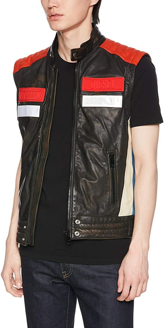 Diesel Men's L Yuja Men's 100% Leather Biker Jacket Size Diesel Men's L Yuja Men's 100% Leather Biker Jacket Size
