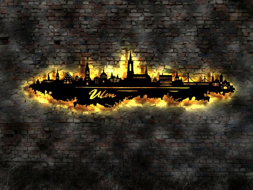3D LED Decorative Ulm Wall Tattoo Skyline Wall Sticker Sticker Book ...