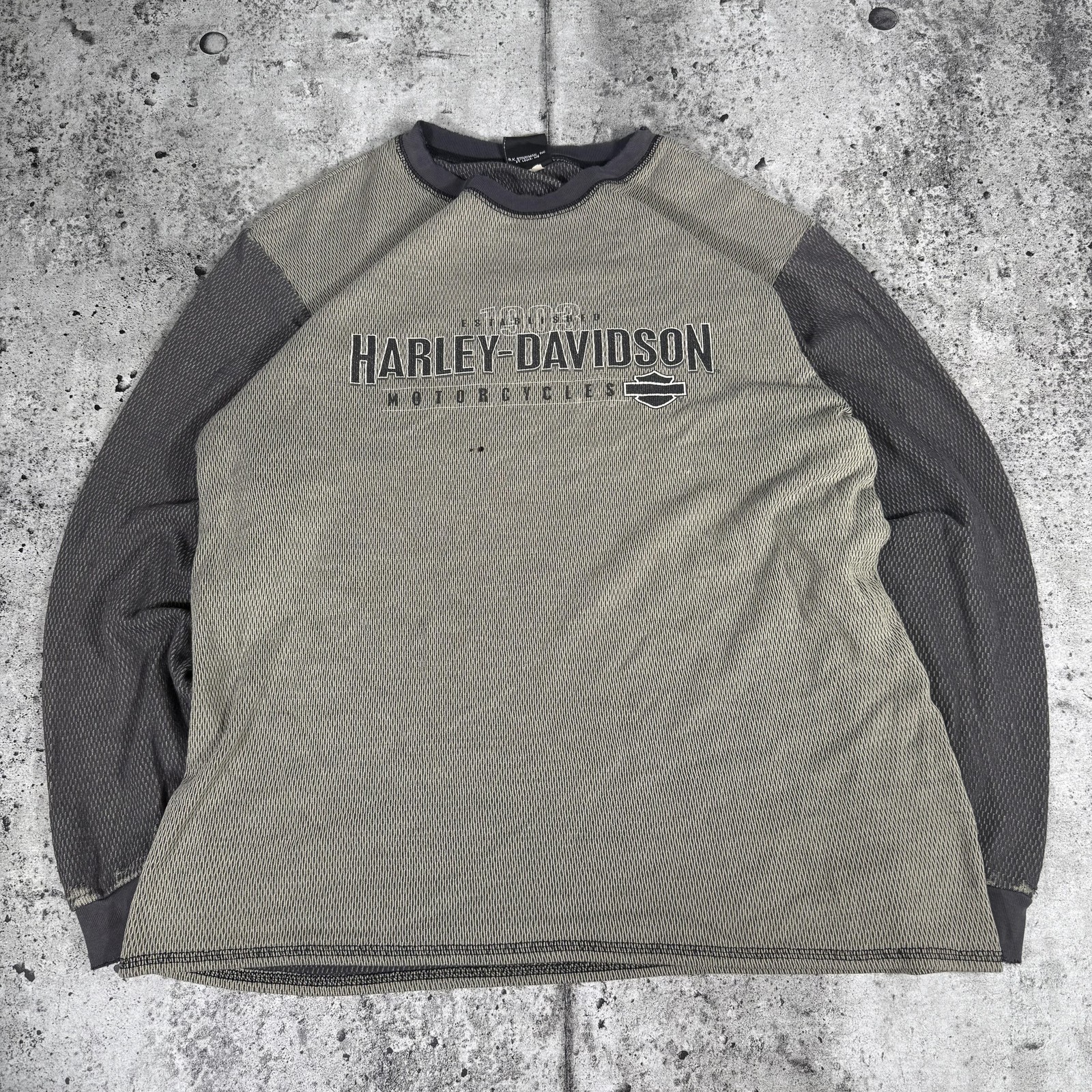 Harley Davidson Thermal Shirt Mens XL Gray Long Sleeve Thermal Biker ...