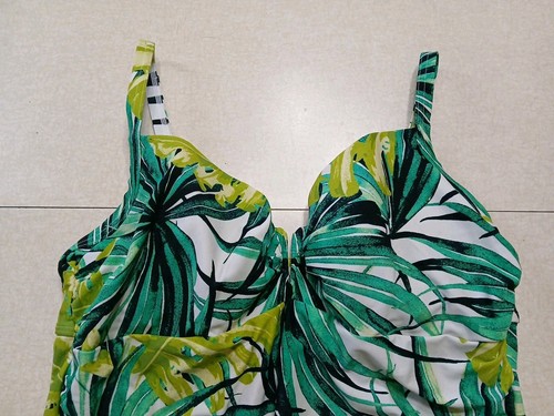 Cacique Tankini Swim Top 40DD Palm Green Floral Underwire | eBay