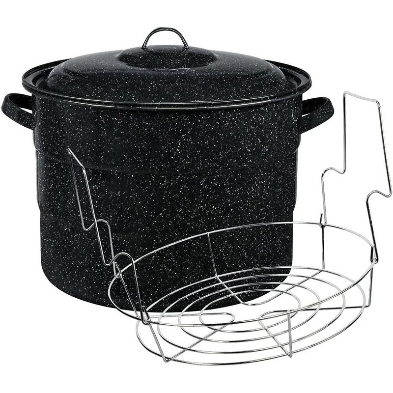Granite Ware 21.5 Quart Water Bath Canning Pot W/ Jar Rack Preserving ...