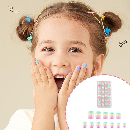 Sparkling 24pcs Kids Childrens Girl Fake Stick Press False Cover Finger ...